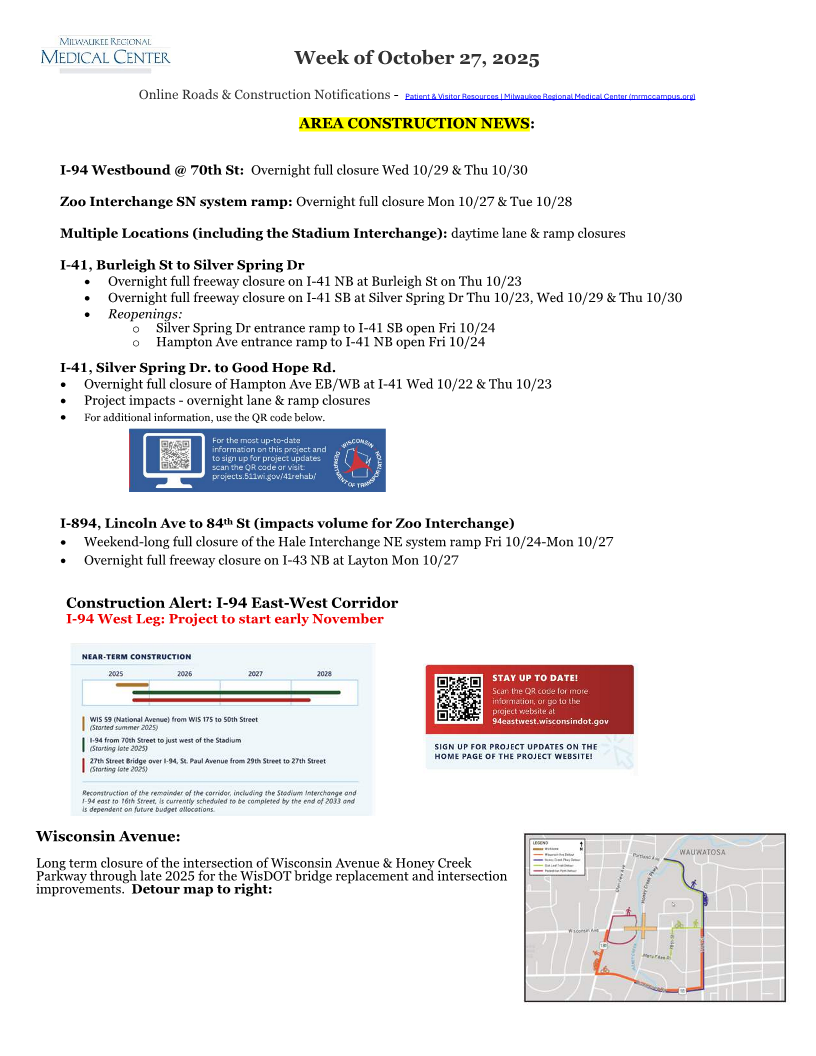 Patient & Visitor Resources | Milwaukee Regional Medical Center