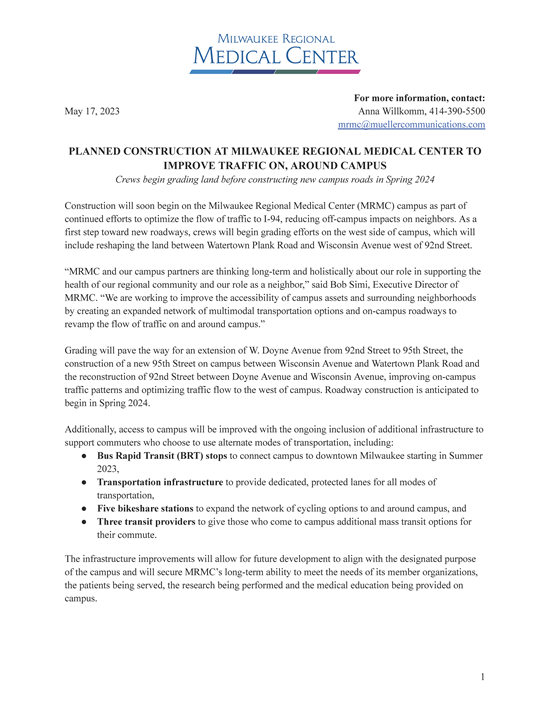 West Side Development - Mass Grading | Milwaukee Regional Medical Center